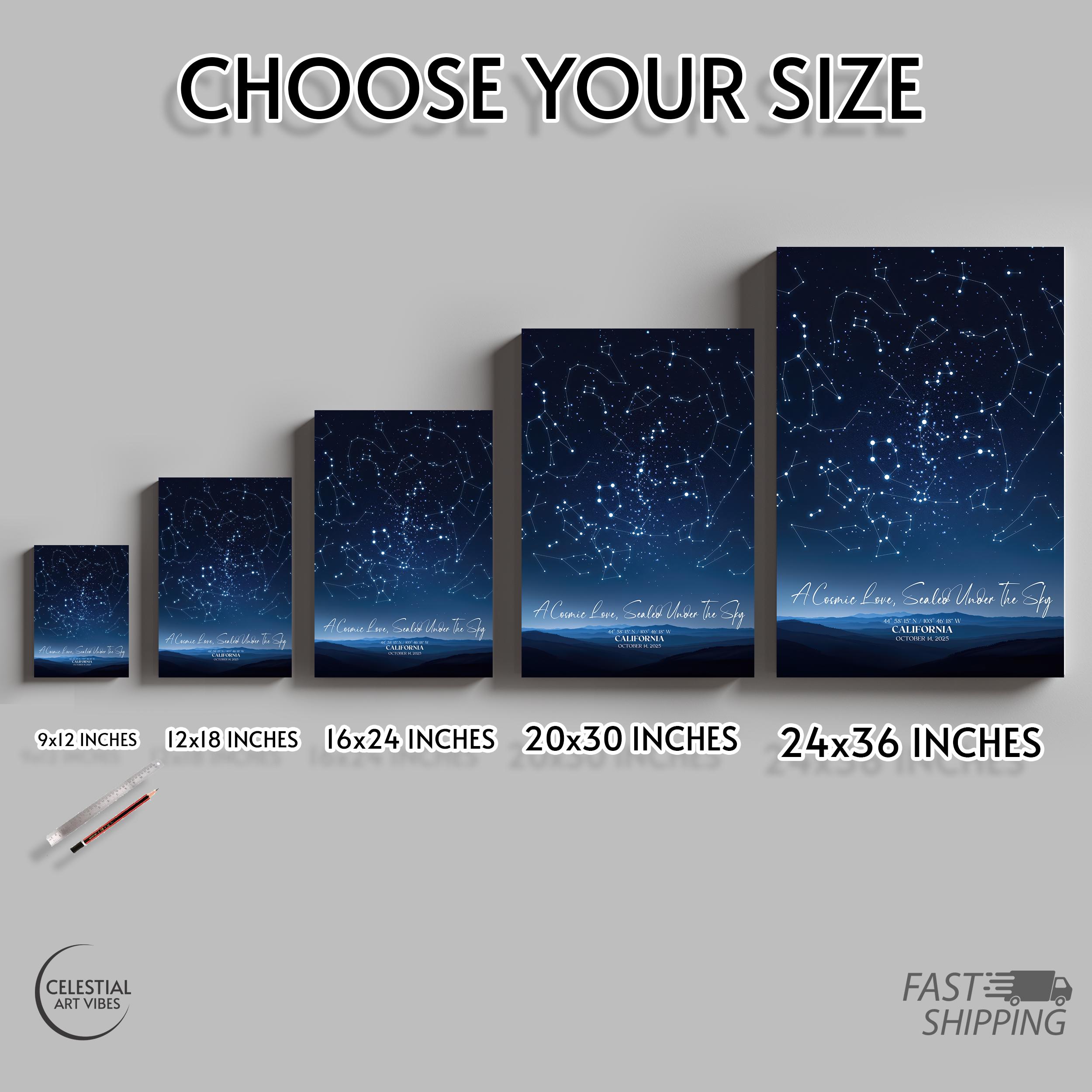 Personalized Night Sky Star Map, Custom Wedding Gift Canvas, Birthday ...