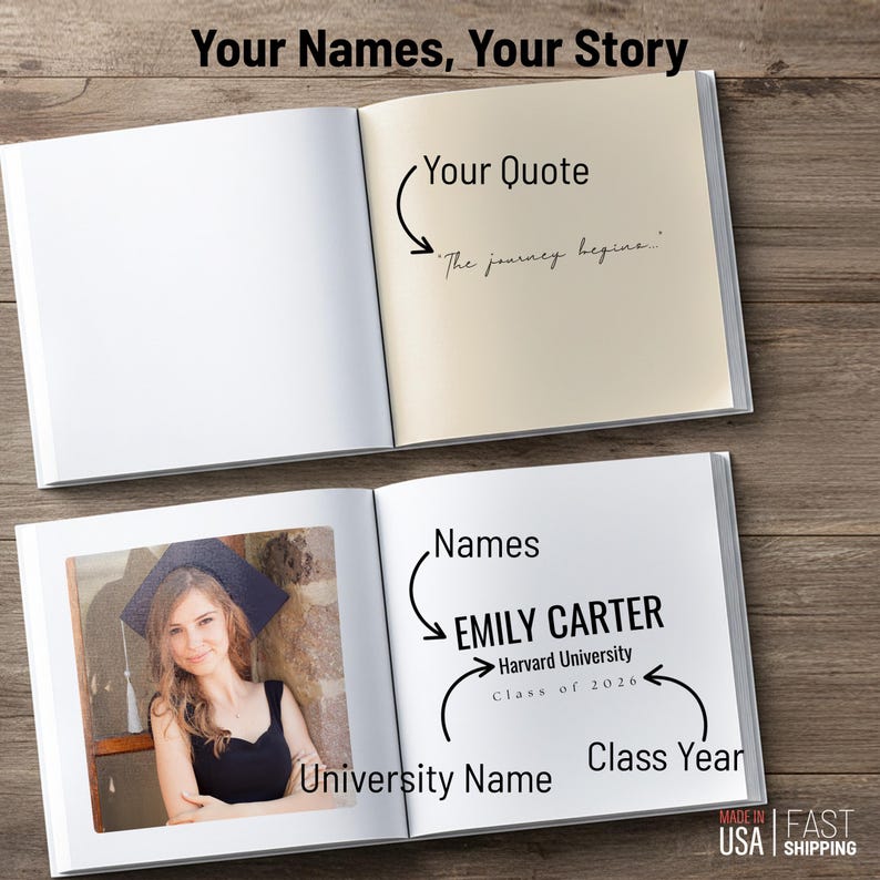 Custom Graduation Photo Album, Printed & Bound Senior Memory Book ...