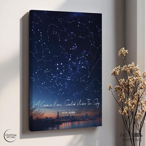 Personalized New York Star Map Night Sky, Custom Wedding Gift Canvas ...
