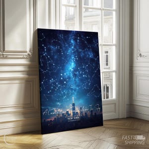 Personalized New York Star Map Night Sky, Custom Wedding Gift Canvas ...