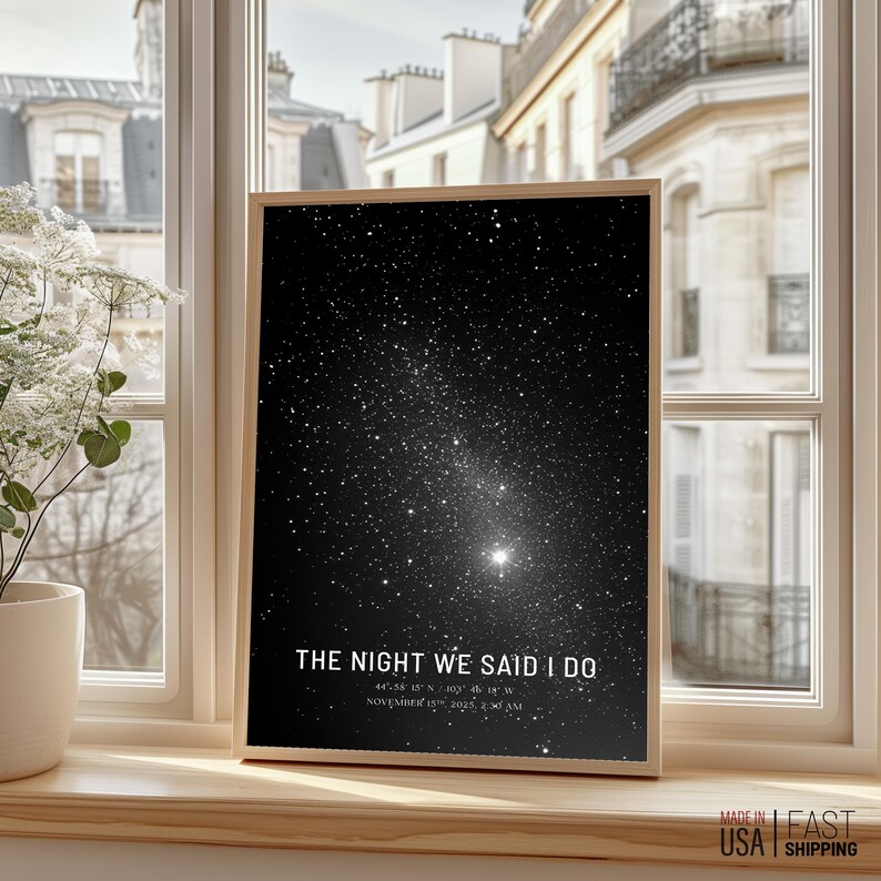 Personalized Night Sky Star Map, Custom Wedding Gift Canvas, Birthday ...