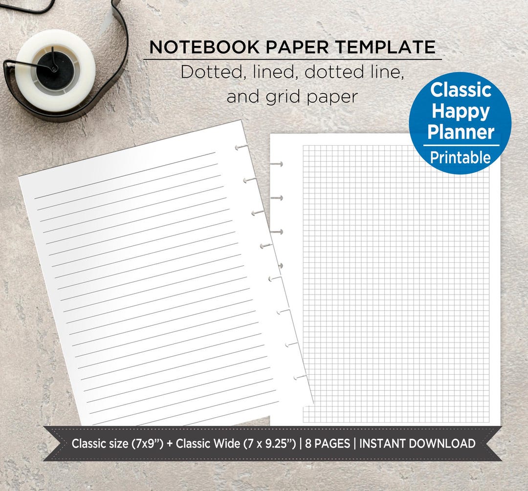 Notebook Paper Templates for Note Taking | Notes Paper Set Lined ...