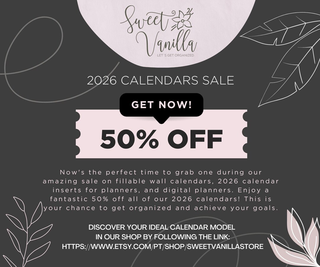 2026 Calendar SALE – 50% OFF | Printable Wall & Desk Calendars ...
