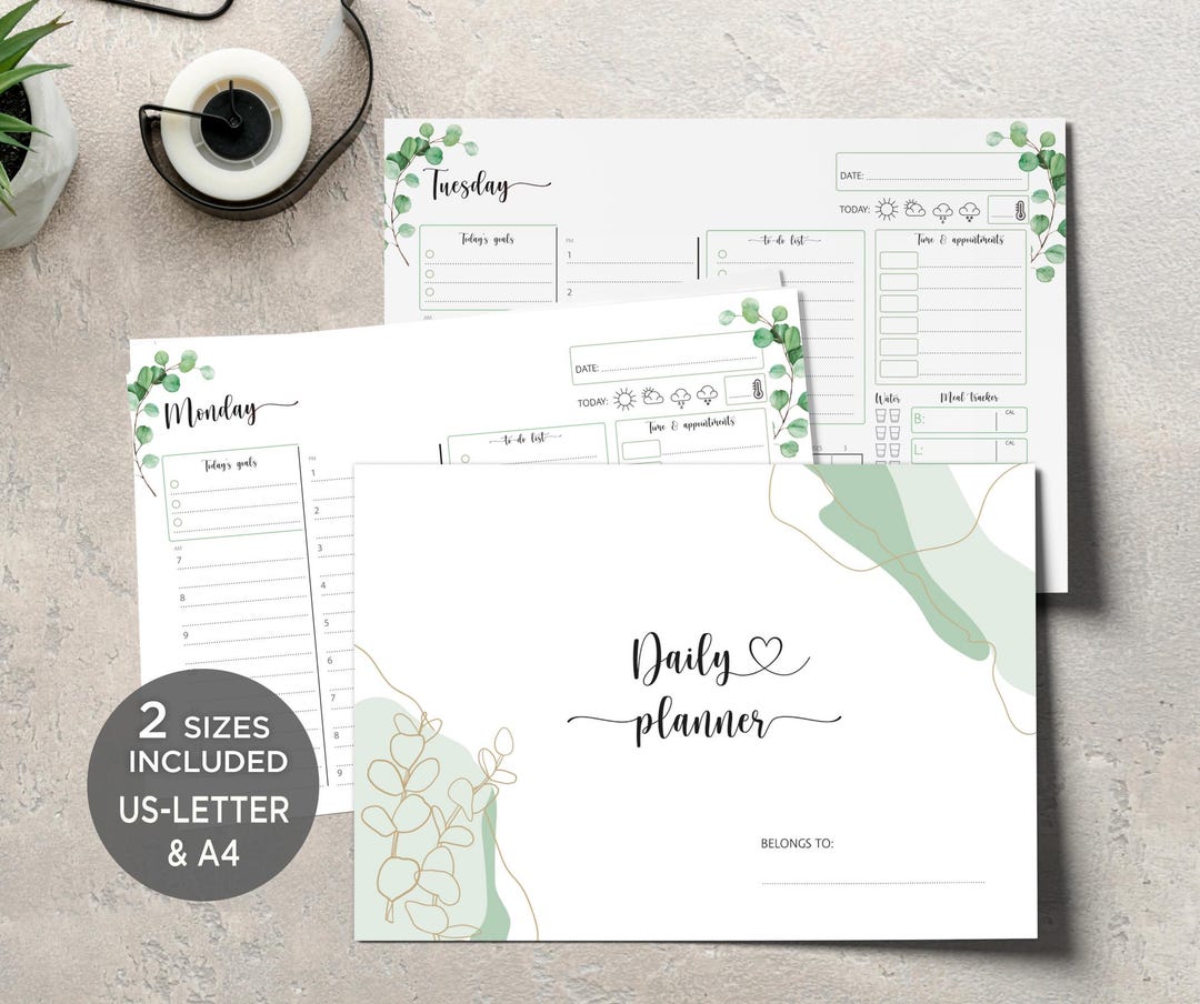 Daily Planner Printable for Desk Pad | Daily Planner Inserts A4 + Us ...