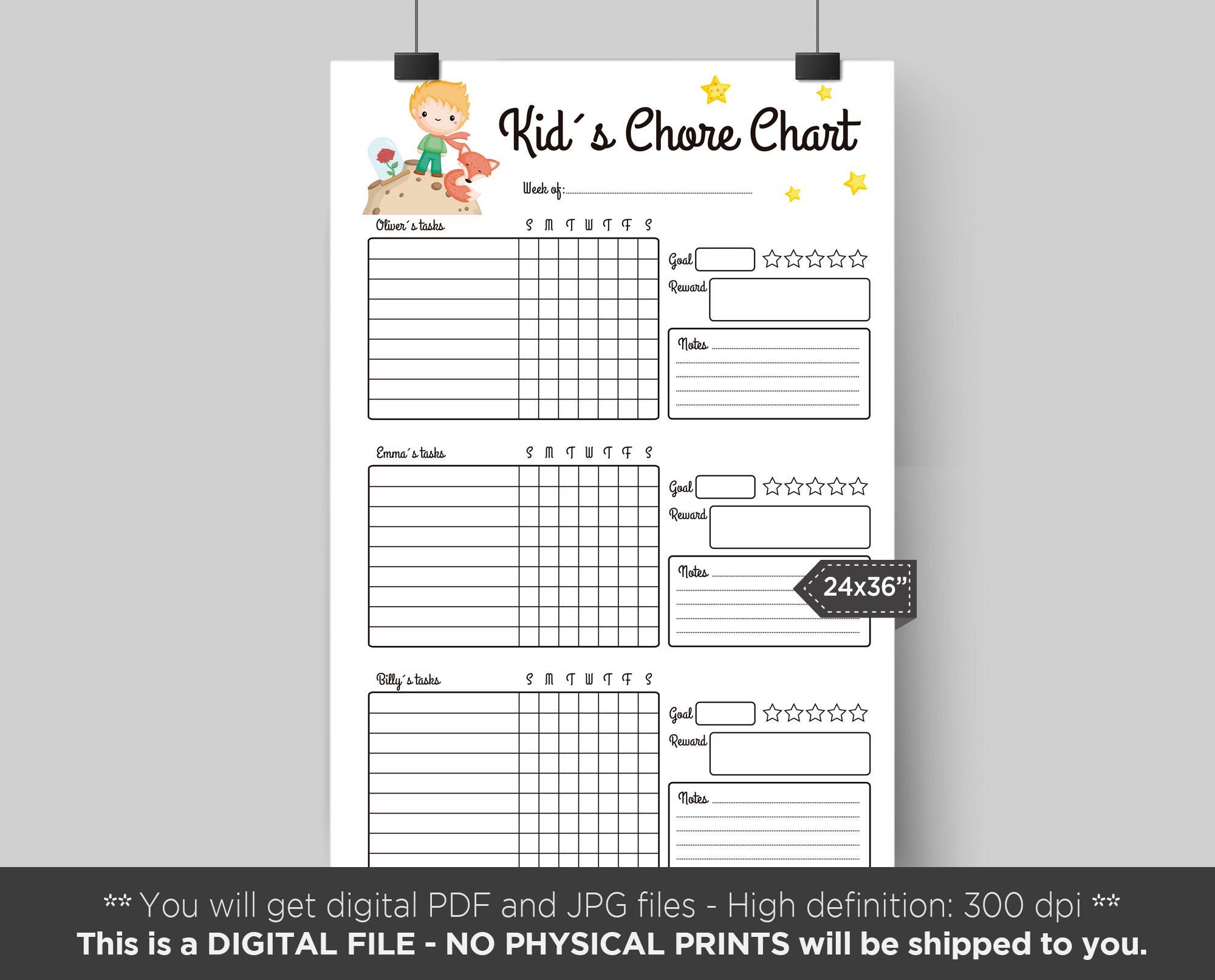 The Little Prince Kids Chore Chart is Printable, Kids Routine and ...