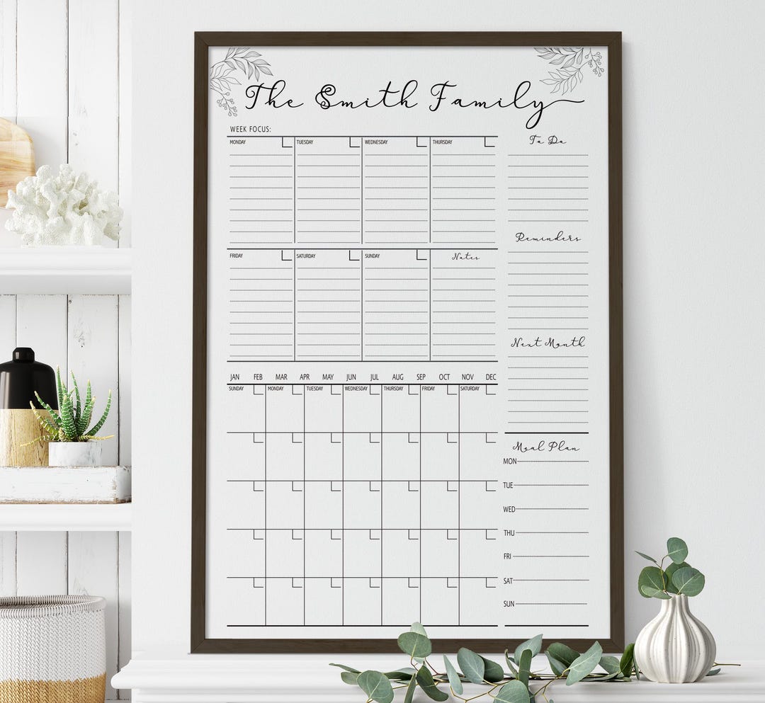 Large Wall Calendar Minimalist, Printable Wall Family Calendar With ...