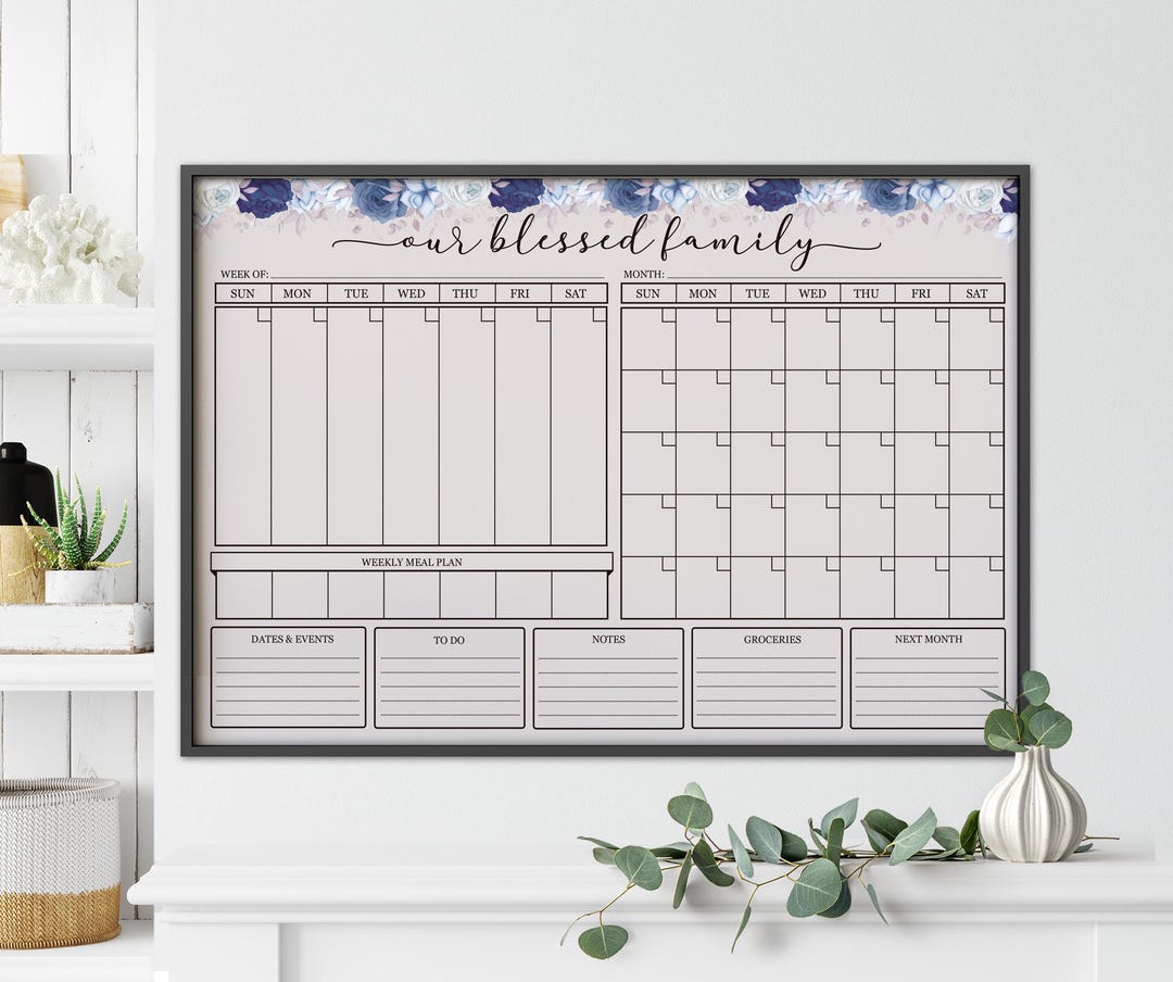 Family Wall Calendar Printable | Monthly Overview + Weekly Planner ...