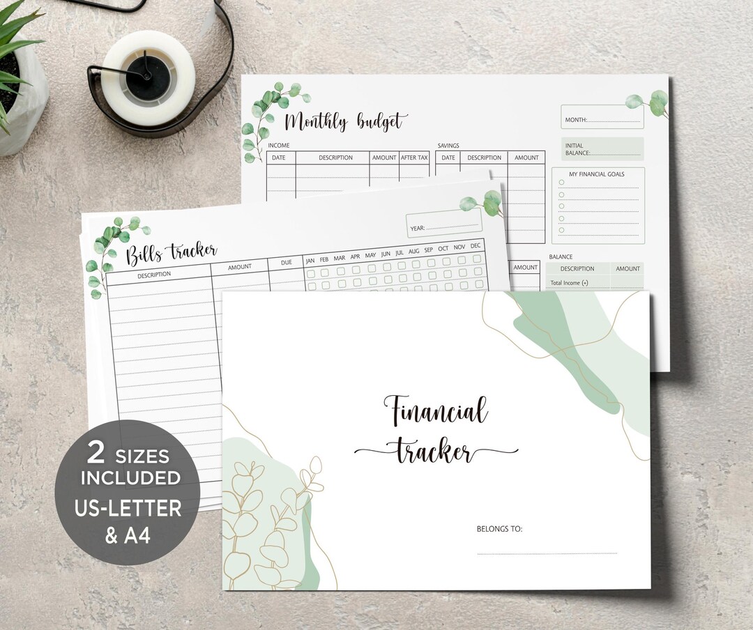 Eucalyptus Desk Budget Planner Printable | Monthly Budget Tracker and ...