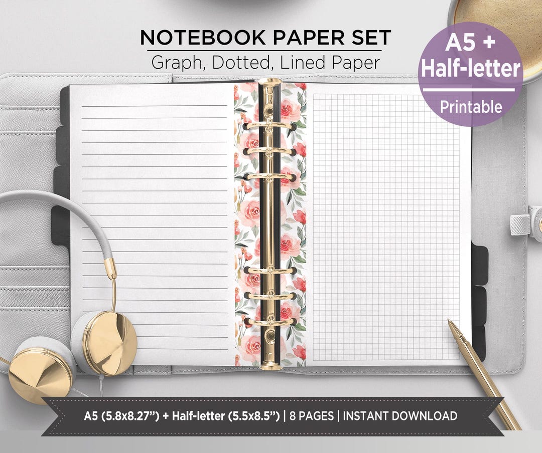 Boho Floral Note Paper Planner Inserts | Lined, Dot, Grid, and Dotted ...