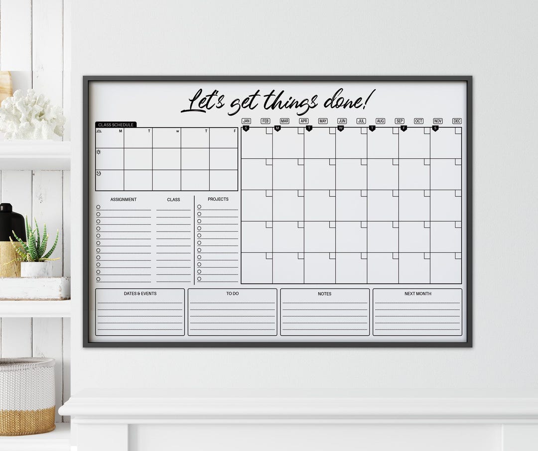 Large Wall Calendar With Assignment Tracker Printable, Homeschool ...