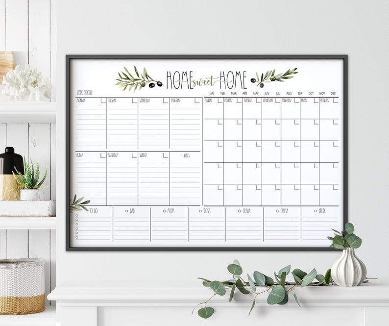 Weekly and Monthly Large Wall Calendar Farmhouse Decor Custom Family ...