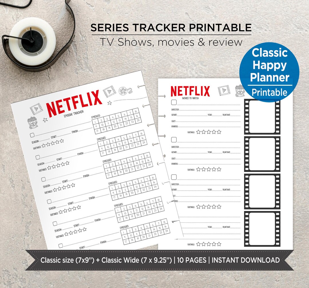 Series Tracker Printable Planner| TV Show Tracker & Movie Journal ...