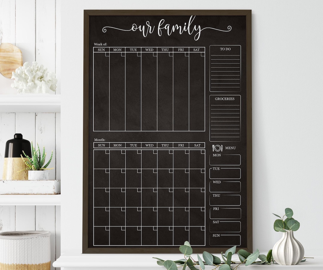 Large Wall Calendar Chalkboard; Family Calendar to Print; Perpetual ...