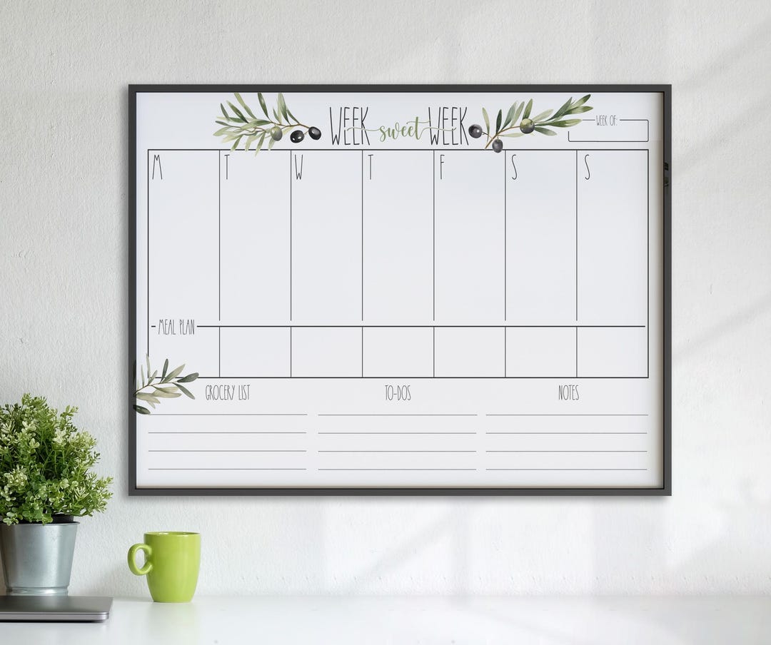 Farmhouse Weekly Calendar Printable | Weekly Planner Wall Hanging Two ...