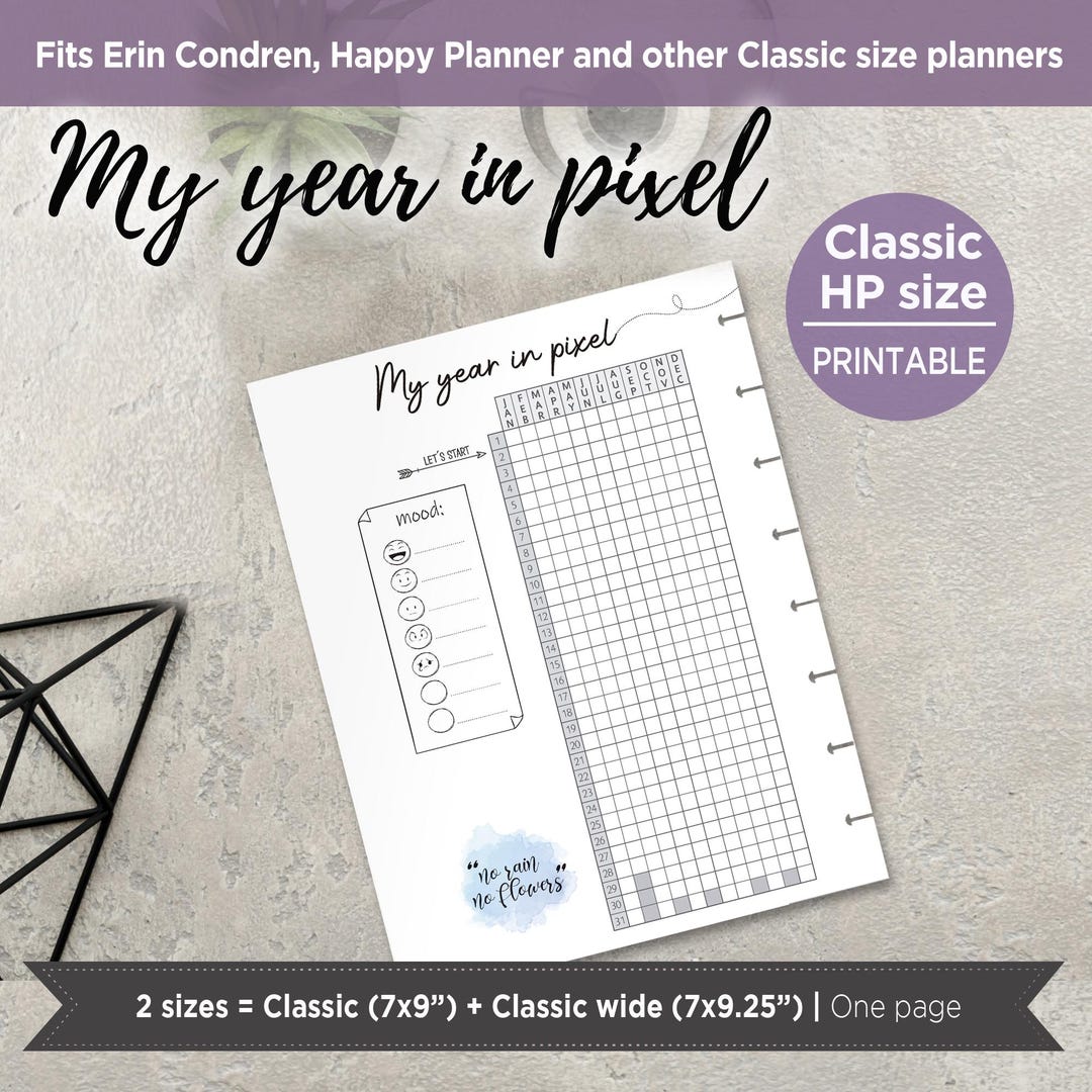 My Year in Pixels | Mood Tracker Printable | Mental Health Journal ...