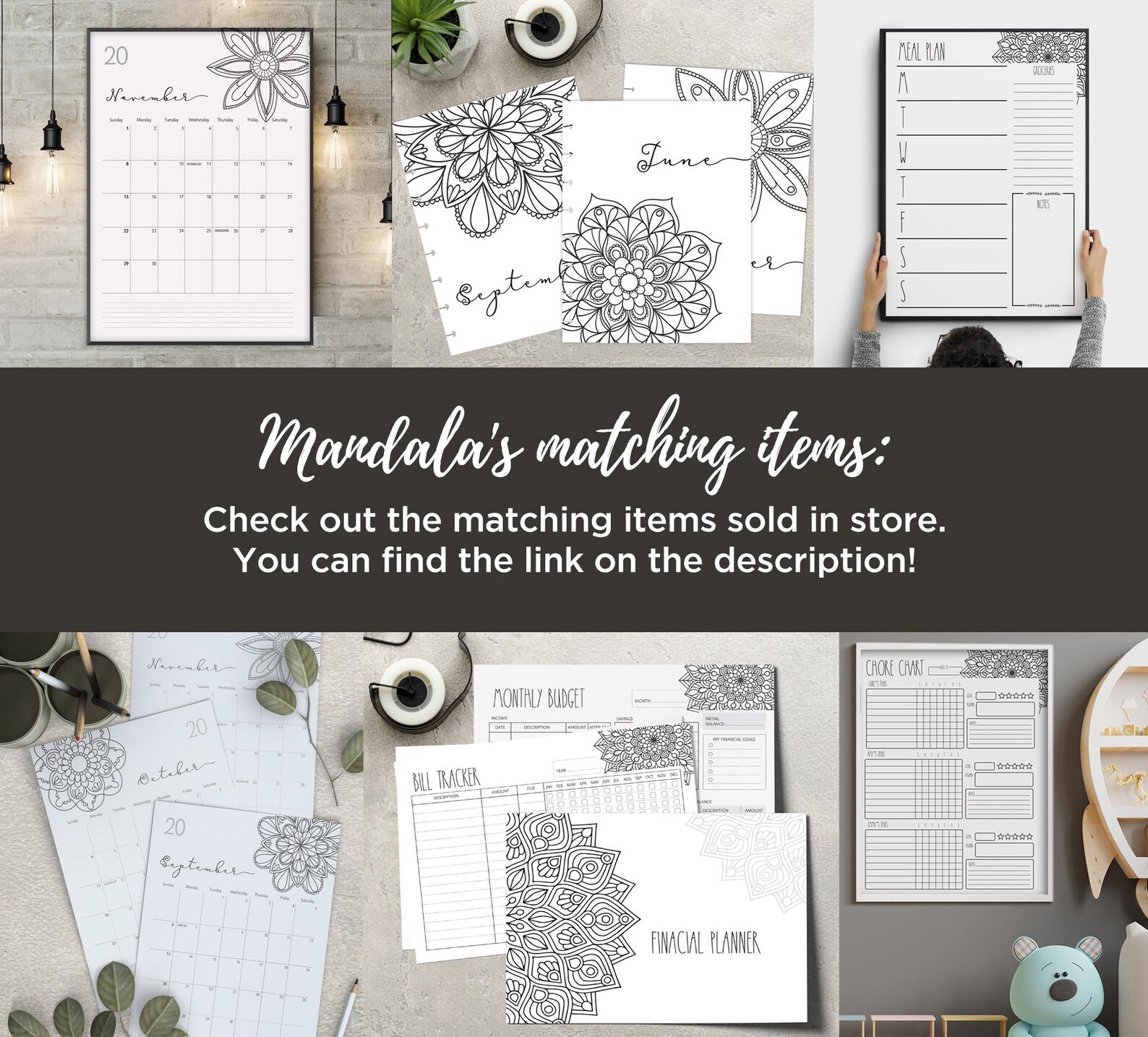 12-month Dashboard for A5 Binders With Mandala Art for Coloring, 12 ...