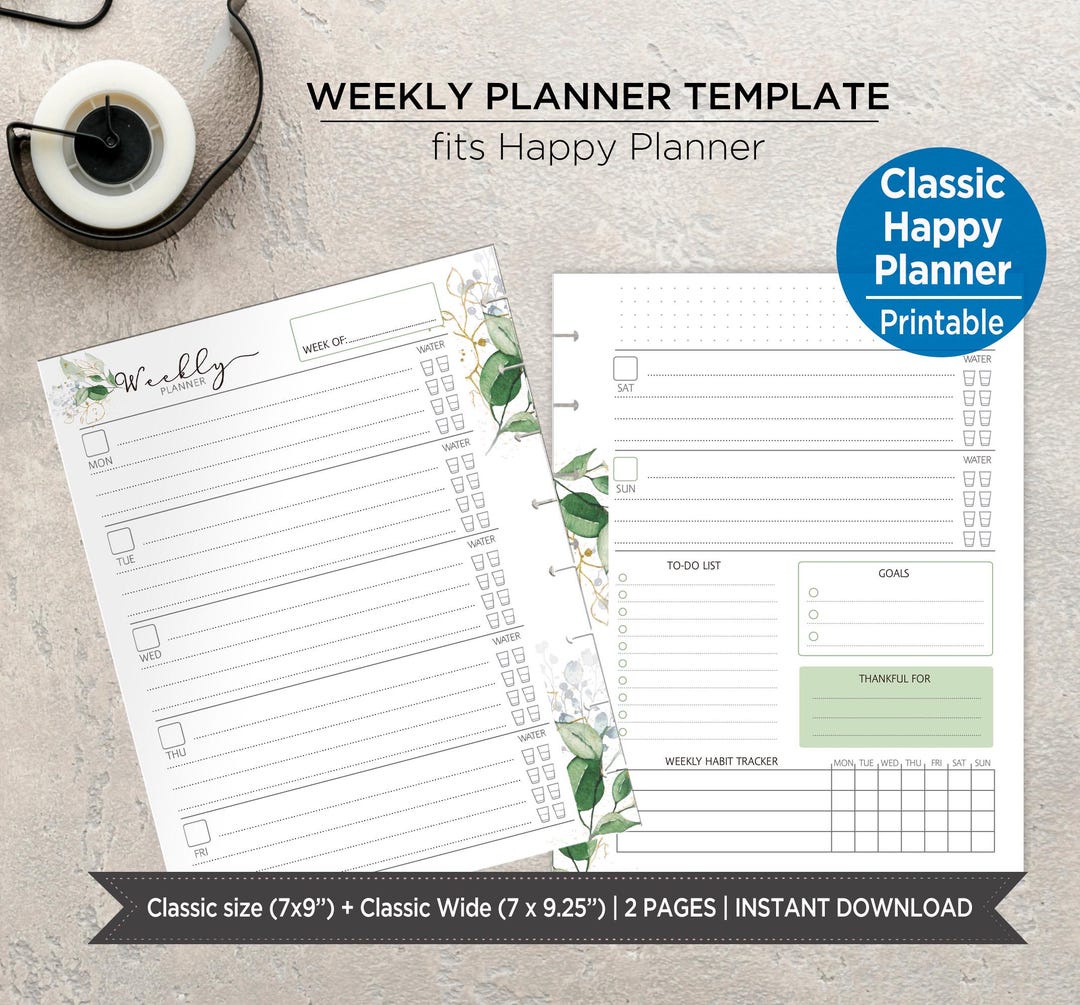 Weekly Planner Printable for Bullet Journal | Weekly Calendar on Two ...