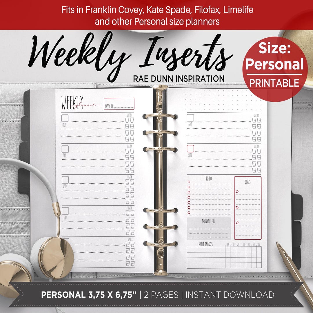 Weekly Planner Inserts Printable | 2-page Weekly Spread Minimalist Art ...
