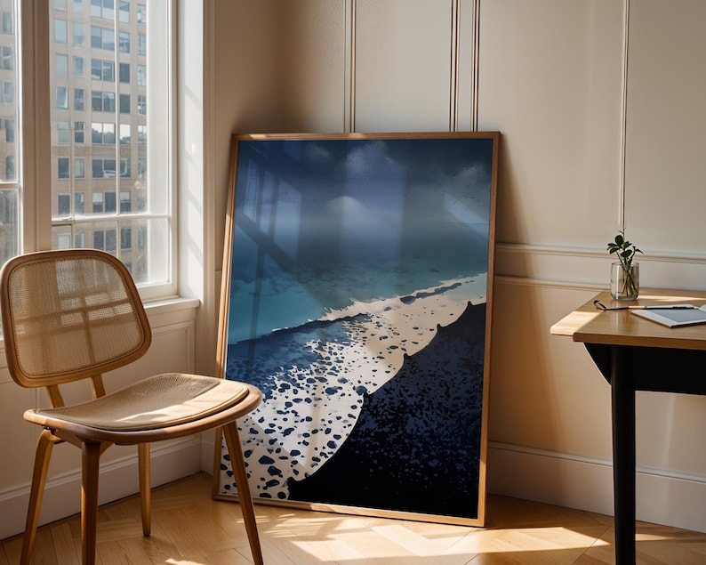 Dusty Dark Blue Wall Art, Minimalist Digital Download, Abstract ...