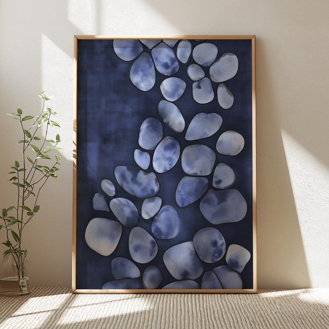 Dusty Blue Wall Art, Unique Digital Download, Modern Dark Blue ...