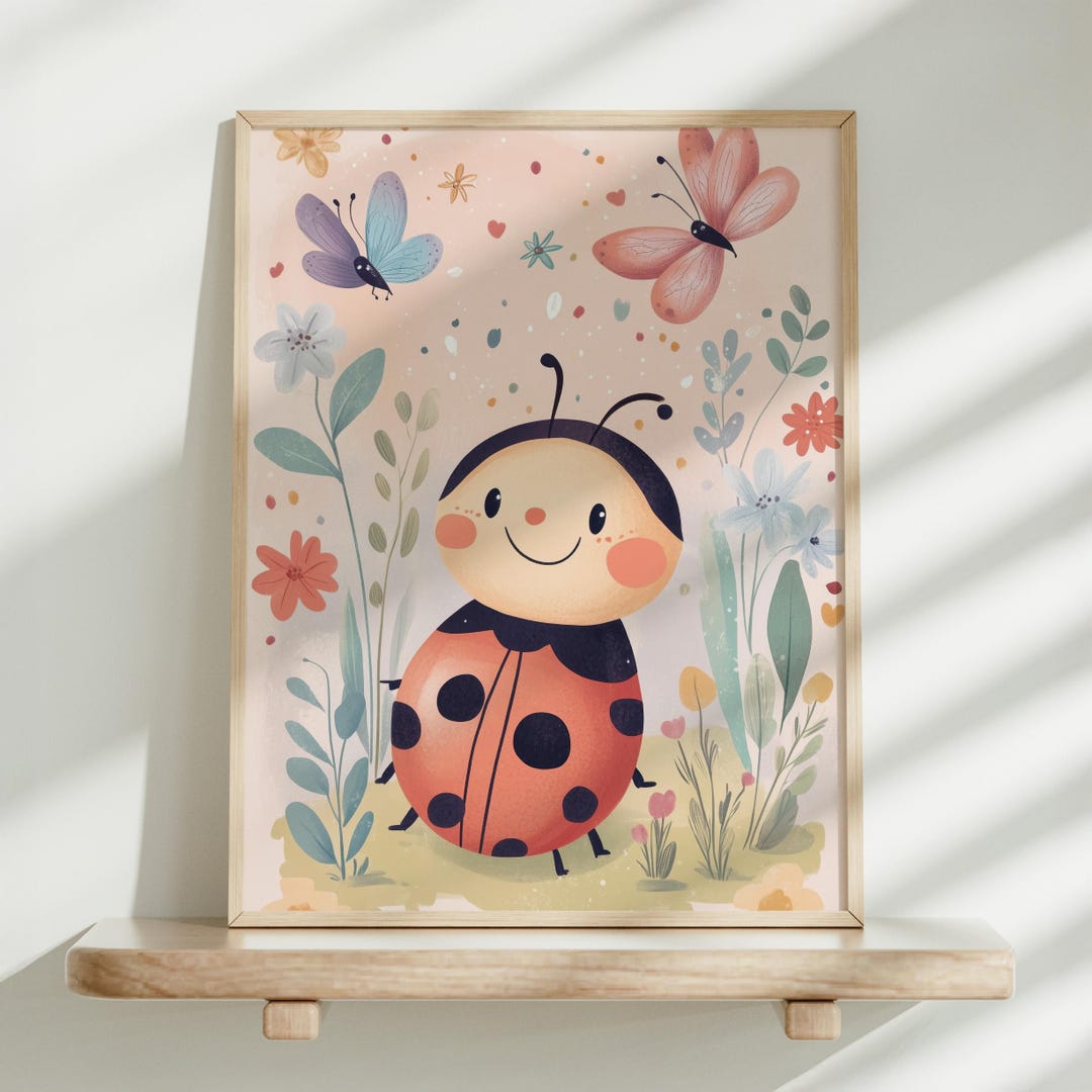Lady Bug Art Print, Colorful Nursery Wall Art, Kids Room Decor, Insect ...