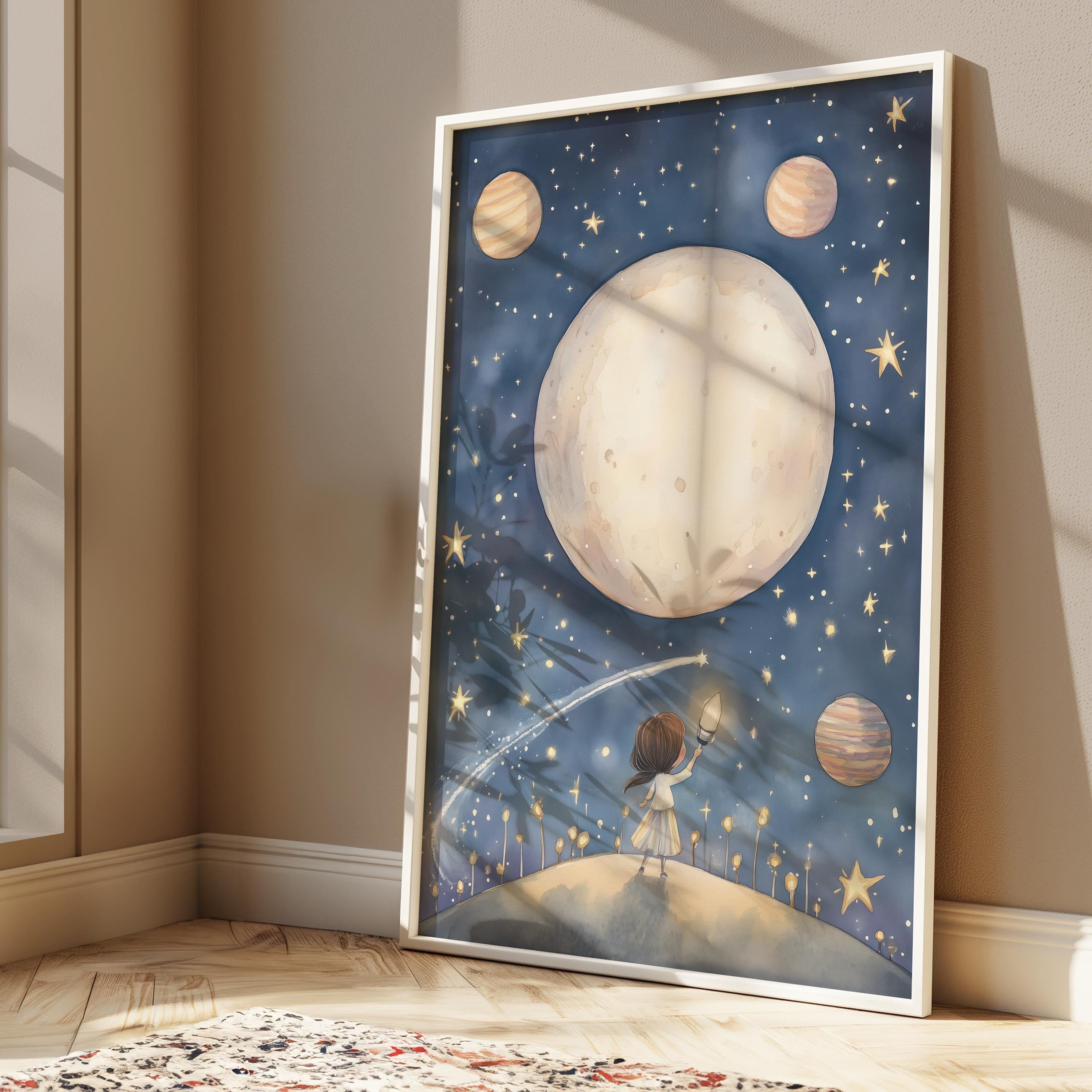 Space Kids Wall Art, Outer Space Nursery Decor, Kids Room Art, Kids ...