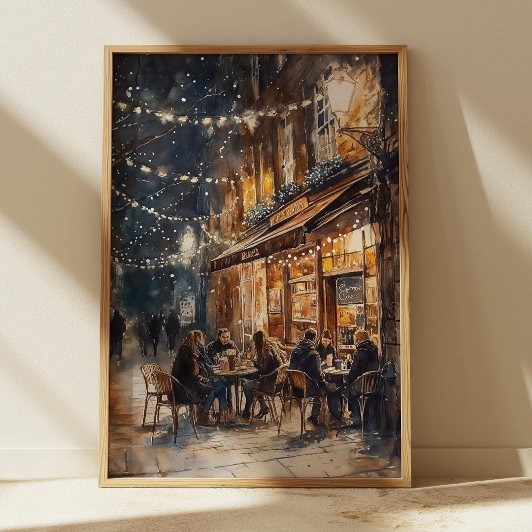 European Cafe Art Print, Abstract Watercolor Painting, Coffee Shop ...