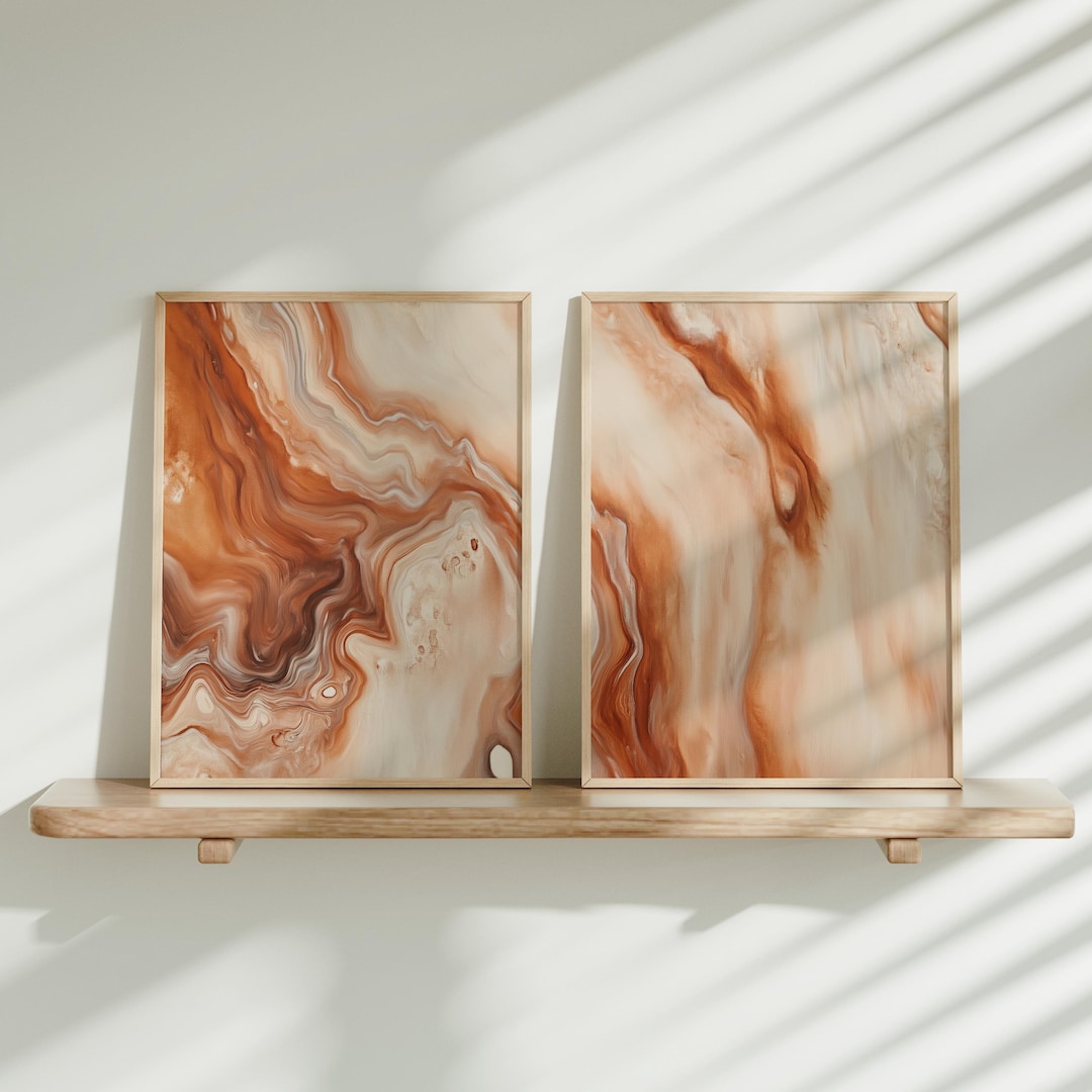 Gallery Wall Art Rust Color Prints, Boho Decor Set, Abstract Landscape ...