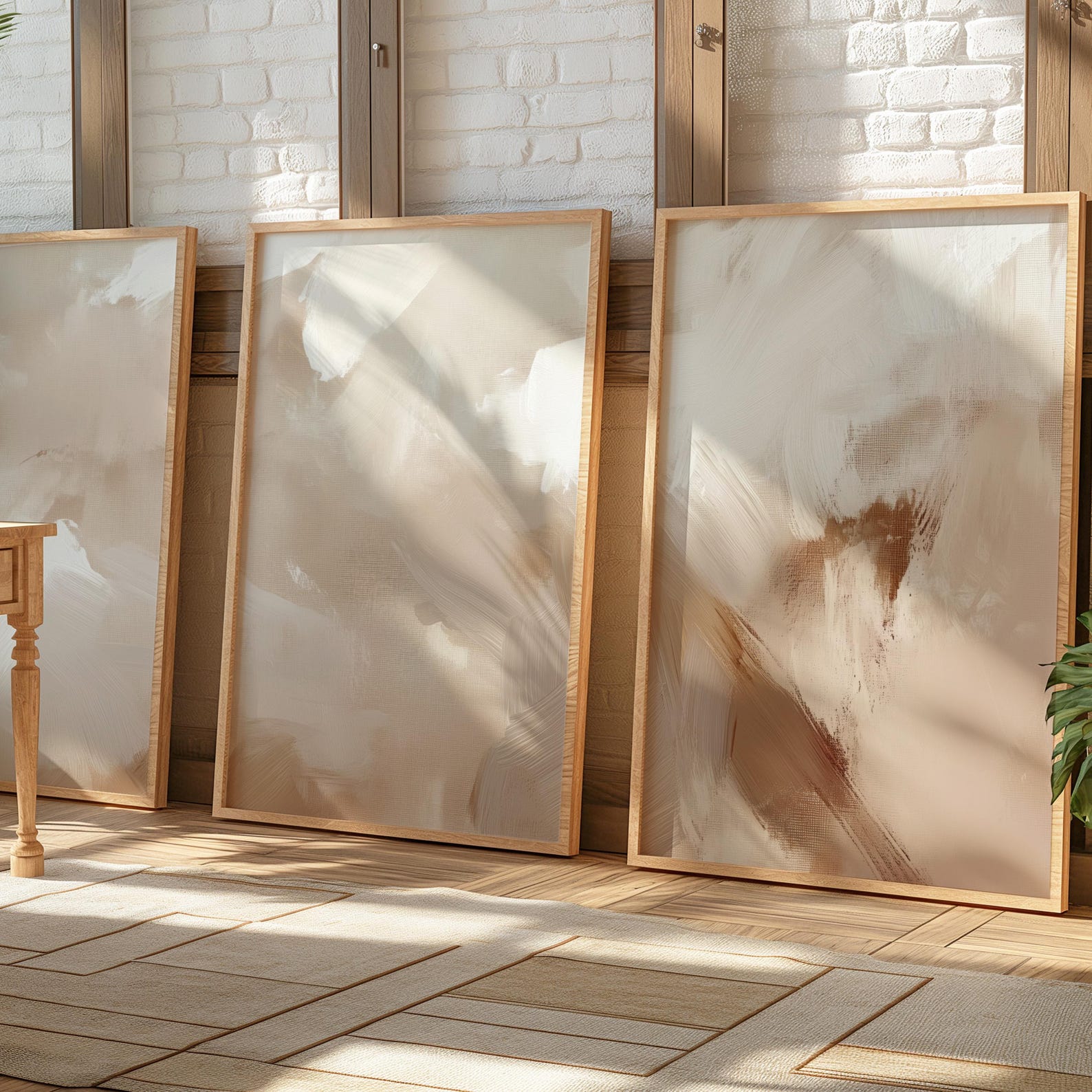 Modern Neutral Abstract Gallery Wall Art, Set of 3 Prints, Black Beige ...