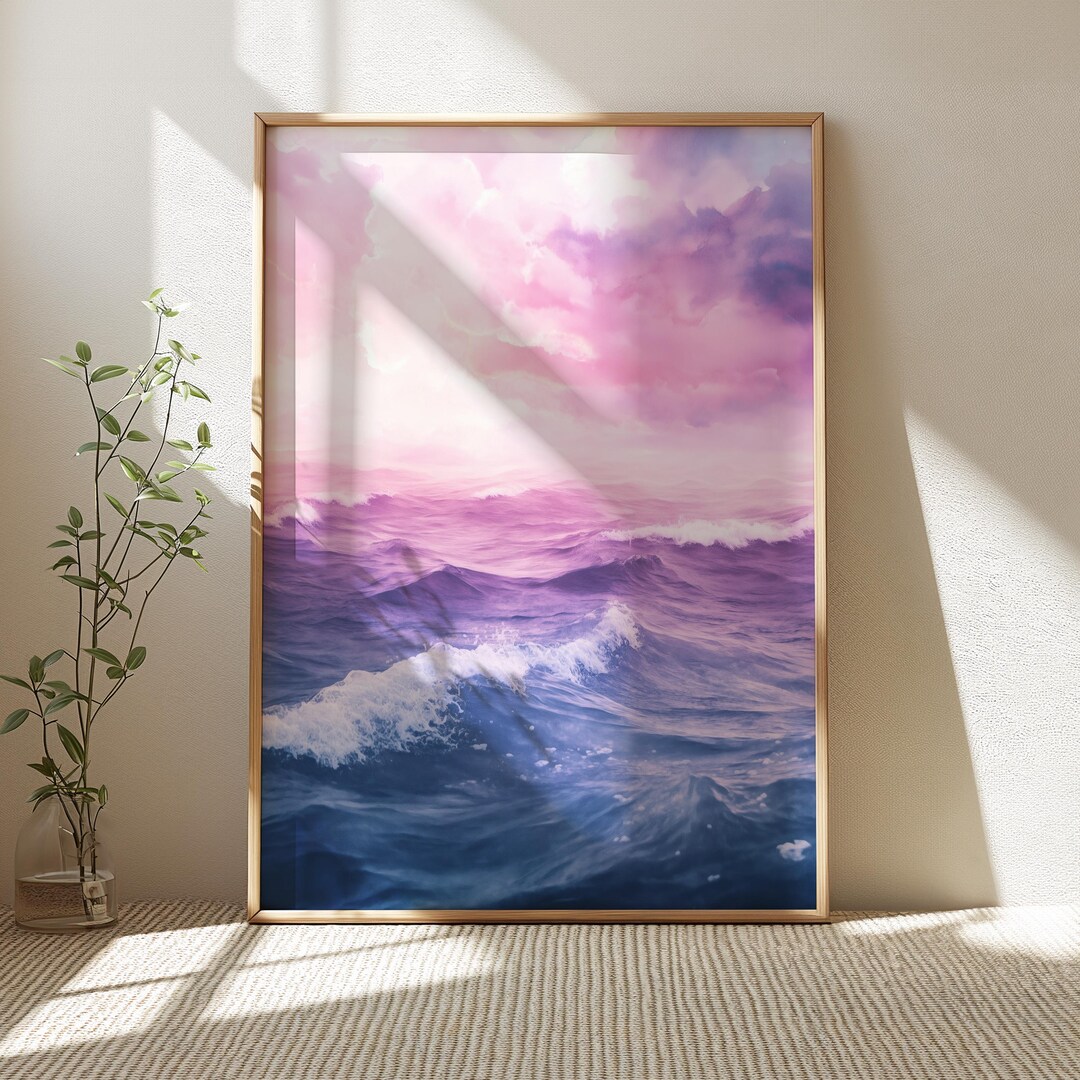Watercolor Seascape Art, Ocean View Illustration, Blue Watercolor Print ...