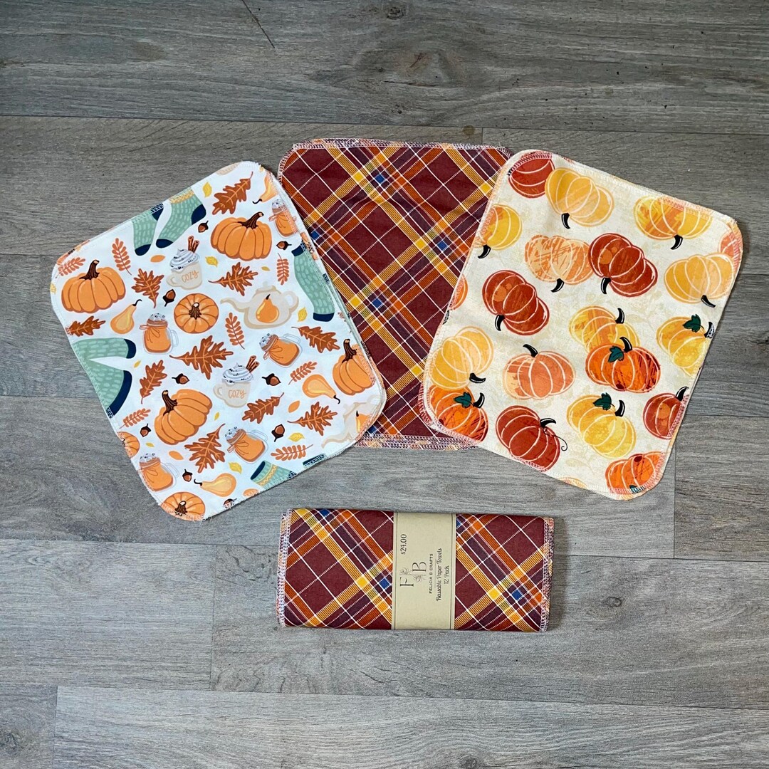 Fall Themed Reusable Paper Towels/pumpkin/ Print Paper Towels - Etsy