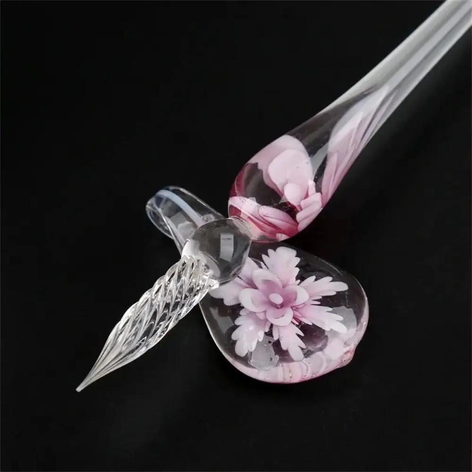 Luxury Glass Dip Pen Set With Eternal Flower || Handcrafted Crystal ...