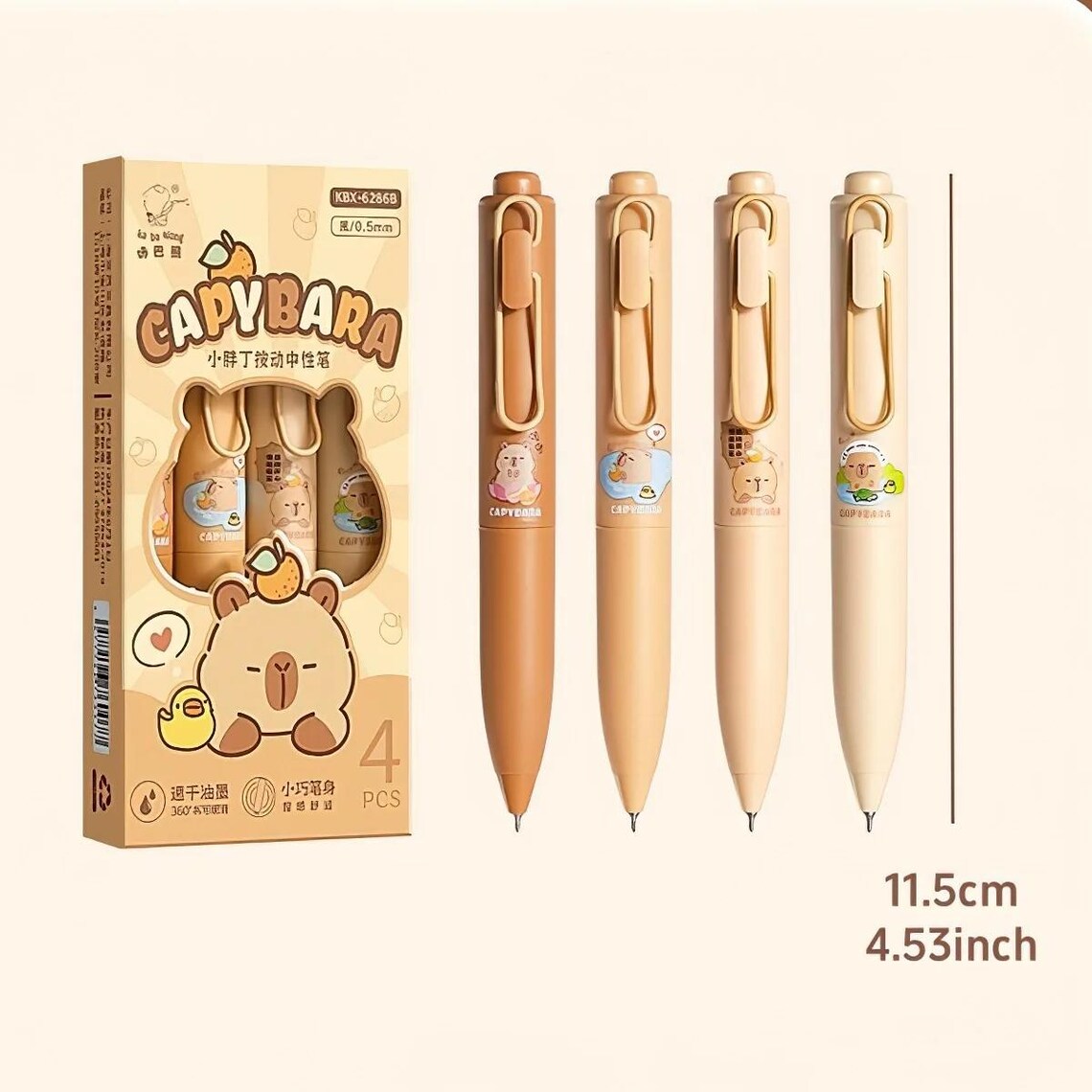 4 Pcs/lot Capybara Pocket Pen Set || Mini Portable 0.5mm Black Ink Gel ...
