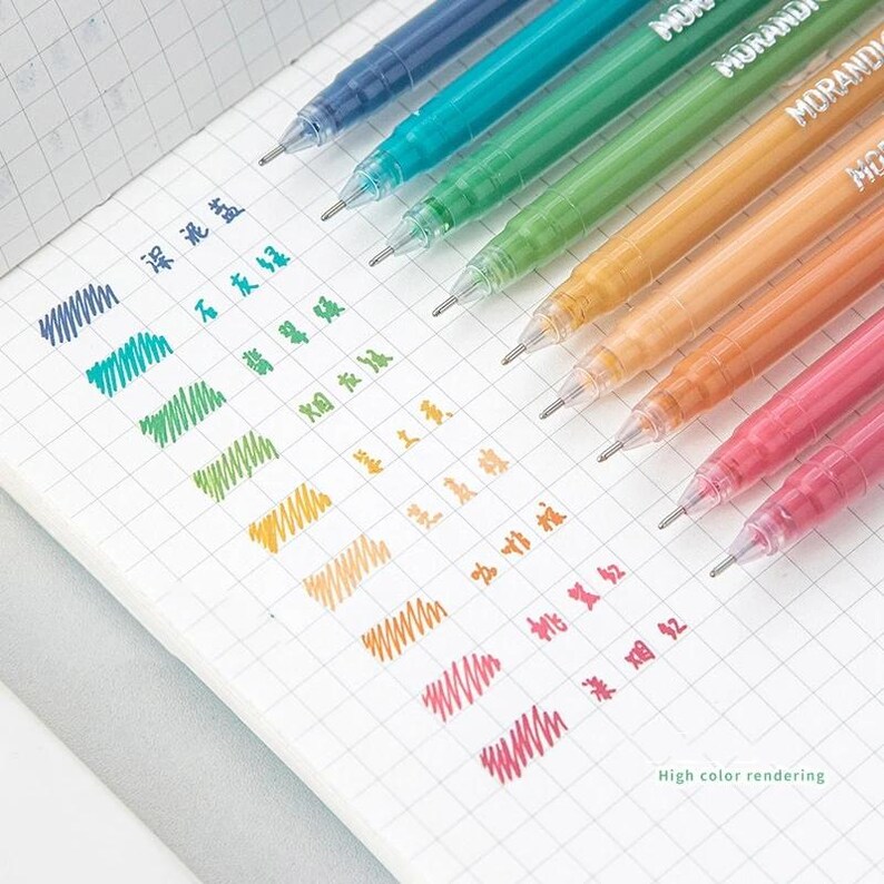 9 Pcs/lot Morandi Multi Color Pens Set || Gel Ink Vintage Marker Liner ...