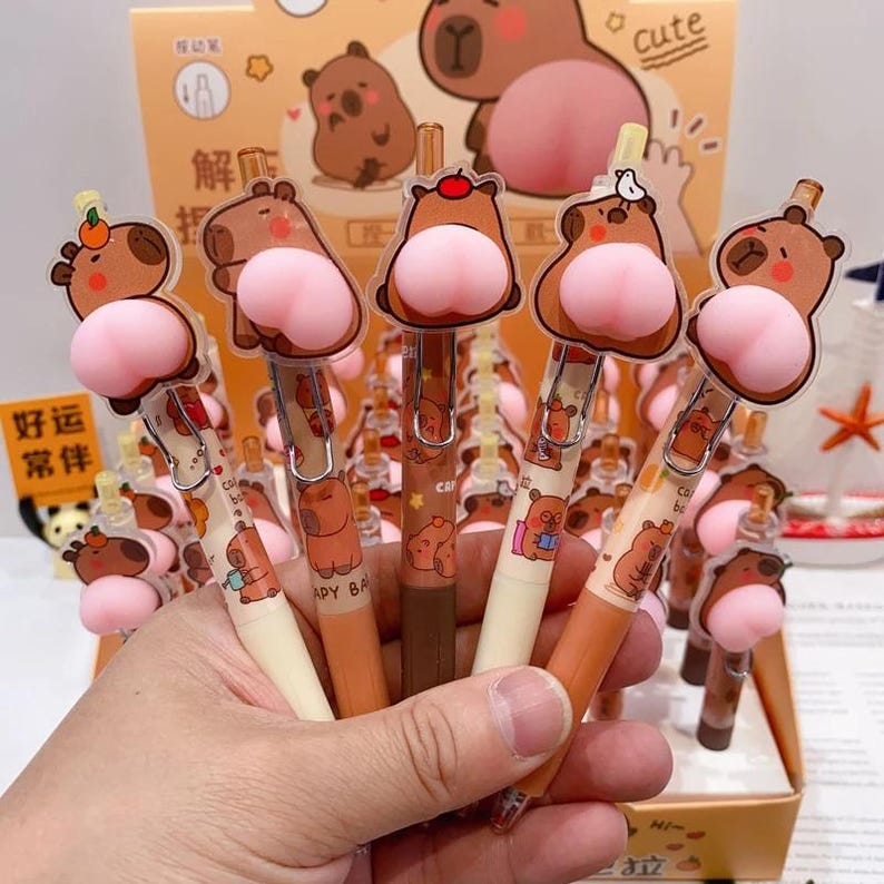 2 Pcs/lot Adorable Capybara Gel Pen || Funny & Squishy Capybara Design ...