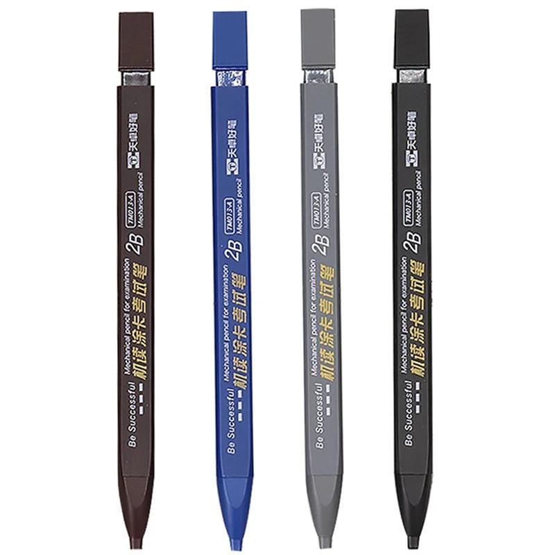 2B Thick Flat Head Mechanical Pencil With Built-in Eraser + Refill Box ...
