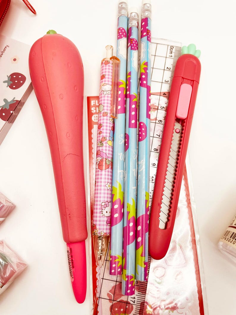 20 Pcs/lot Kawaii Stationery Set – Strawberry or Carrot Theme | Cute ...