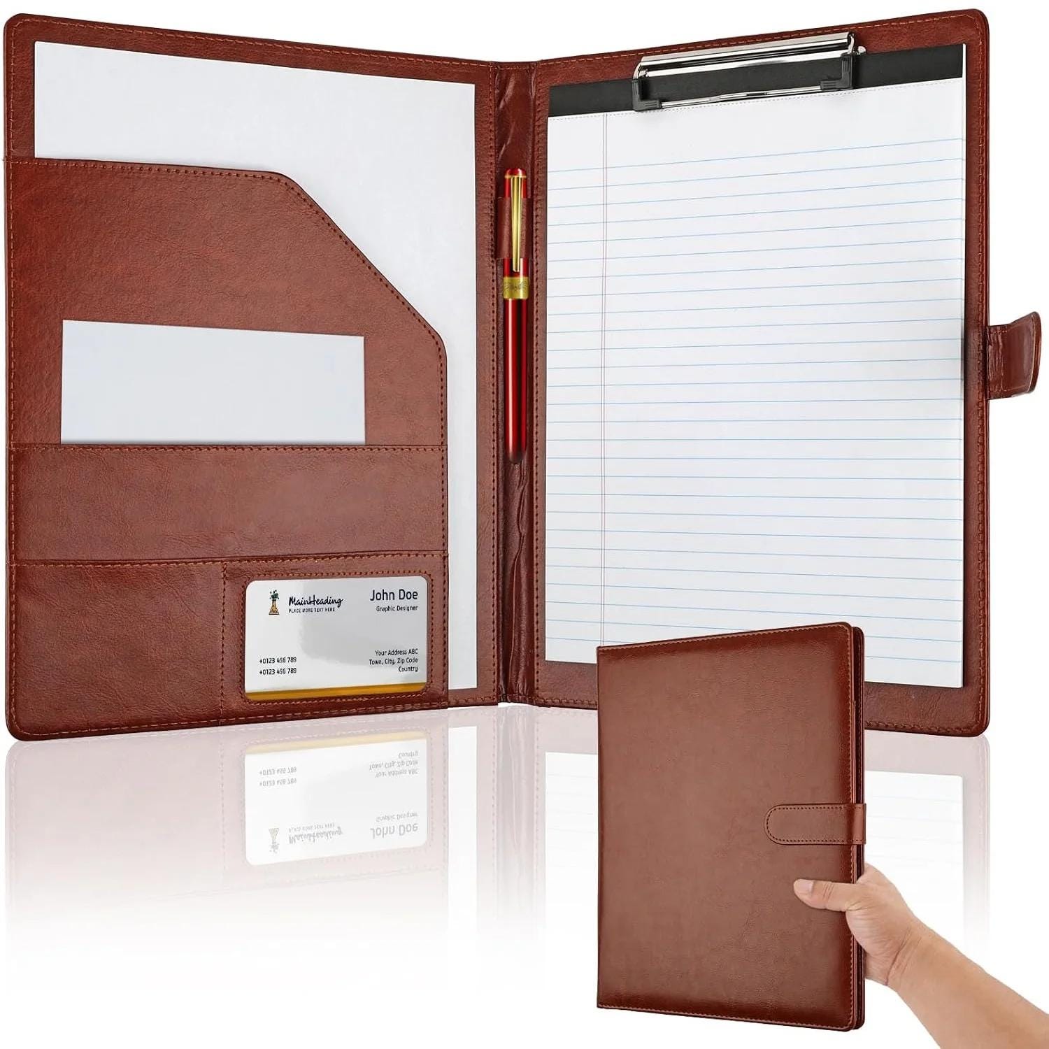 Professional Faux Leather Padfolio With Clipboard || A4 Portfolio ...