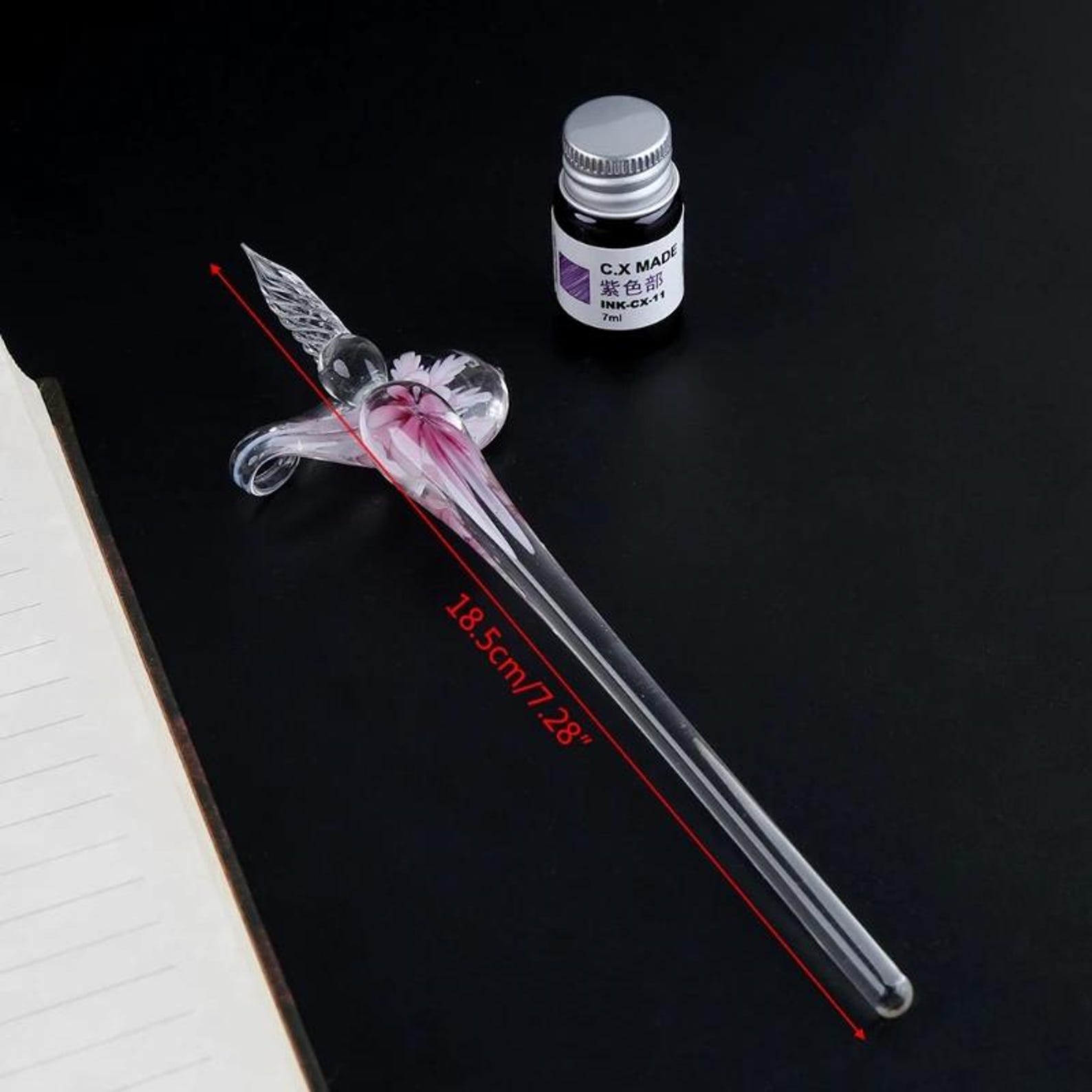 Luxury Glass Dip Pen Set With Eternal Flower || Handcrafted Crystal ...