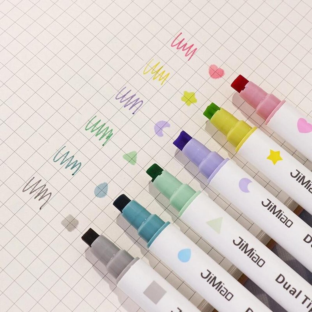 6 Pcs/lot Dual-tip Stamp Marker Set ||colorful Highlighters and Spot ...