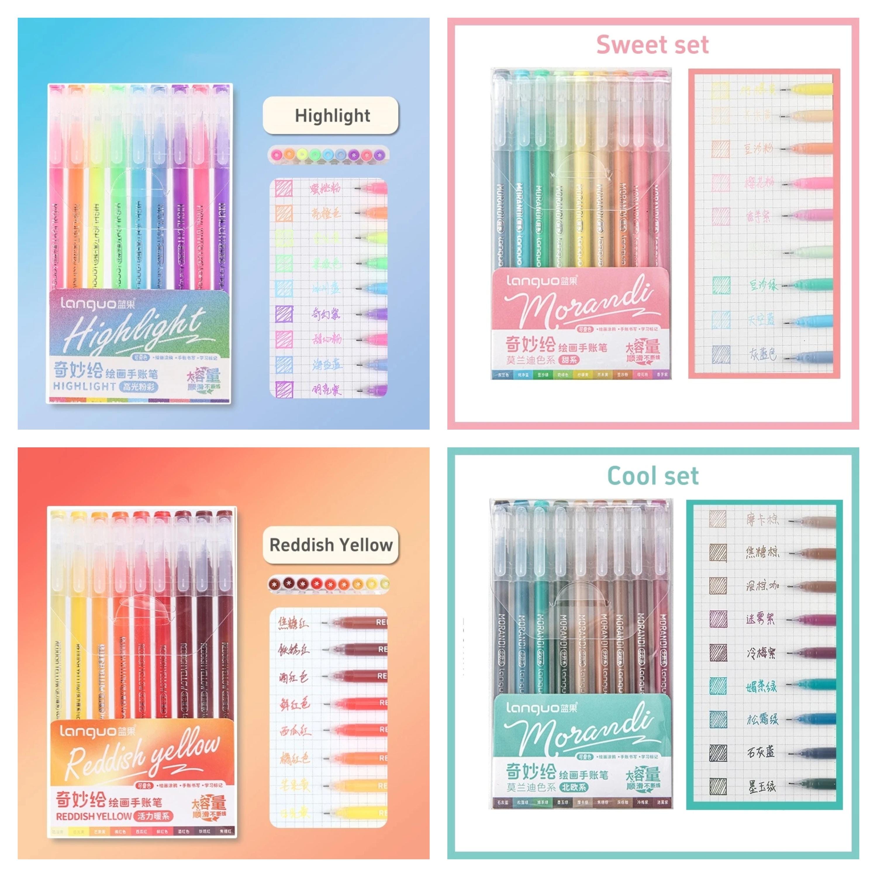 9 Pcs/lot Morandi Multi Color Pens Set || Gel Ink Vintage Marker Liner ...