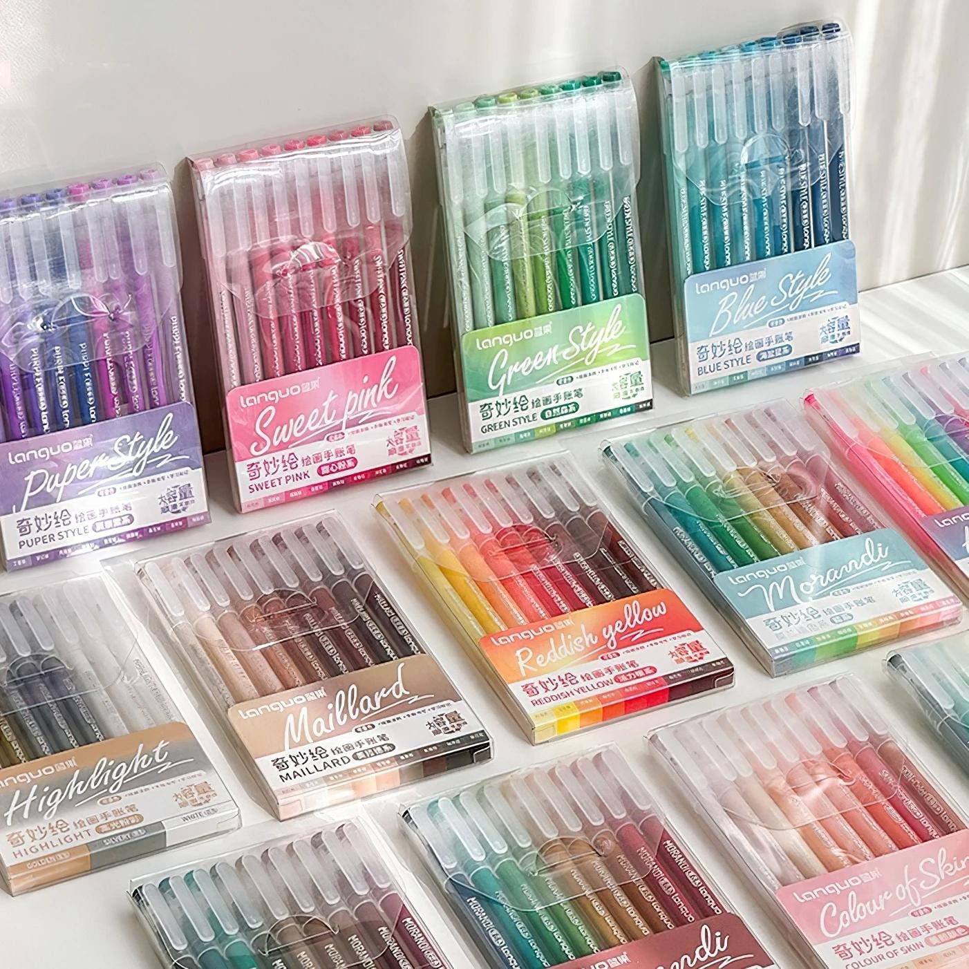 9 Pcs/lot Morandi Multi Color Pens Set || Gel Ink Vintage Marker Liner ...