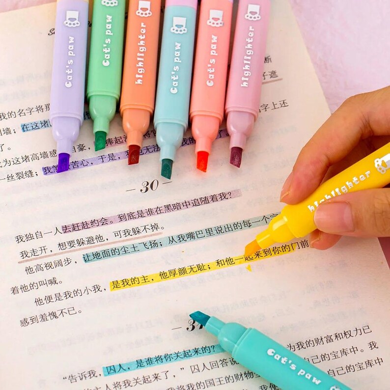 4 Pcs/lot Cat Paw Highlighter Marker Pens Set || Cute Kitty Design ...