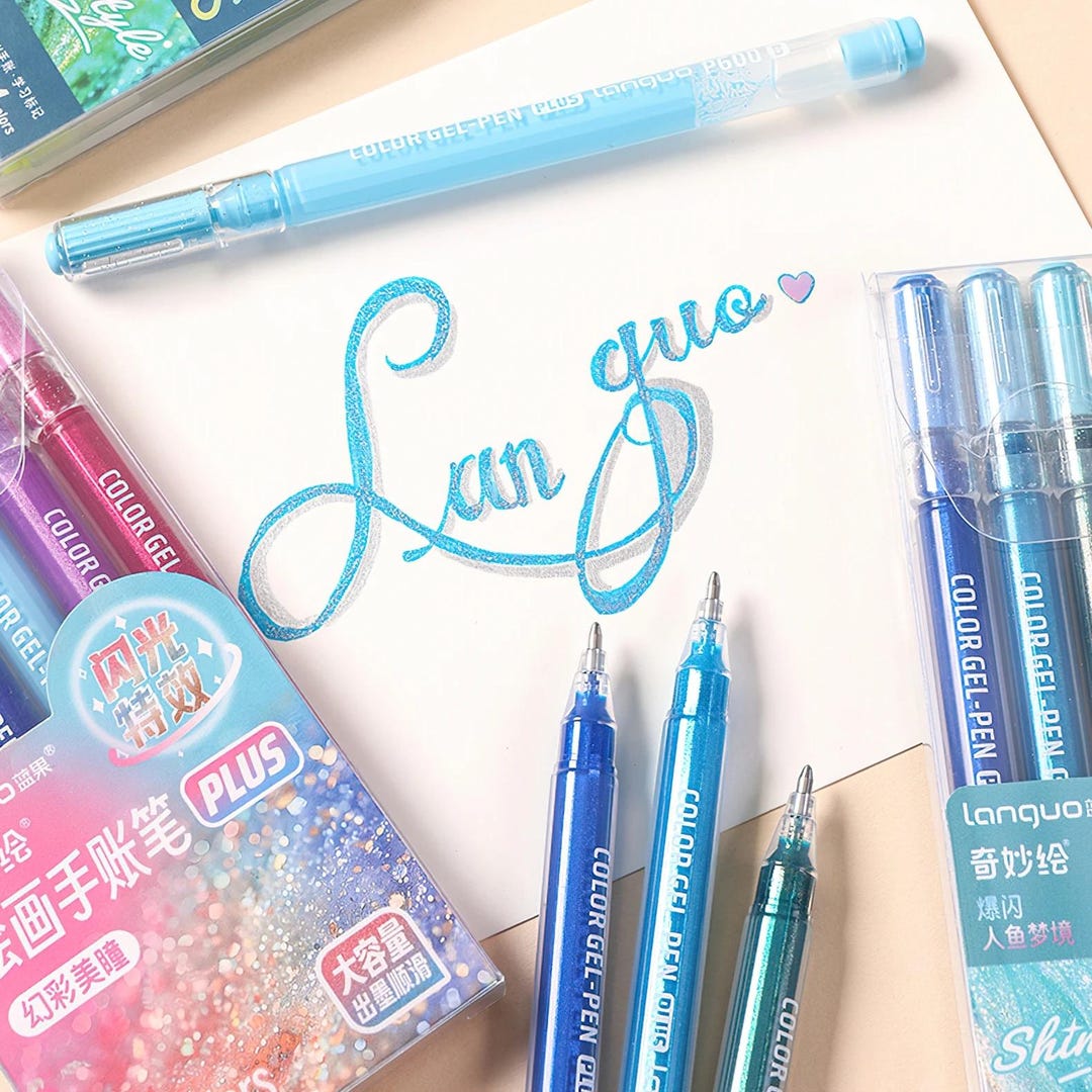 6 Pcs\lot Shiny Glitter Highlighter Pens Set || Multi-color Magic Art ...