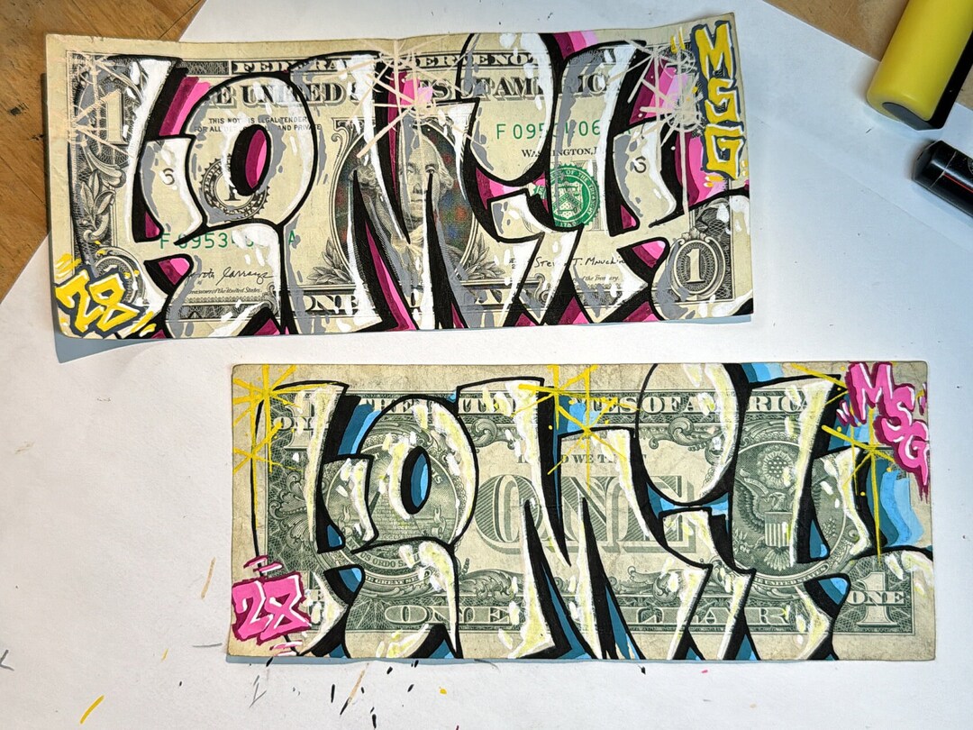 KOMIK- Original Posca Marker Illustration on Dollar Bill - Original ...