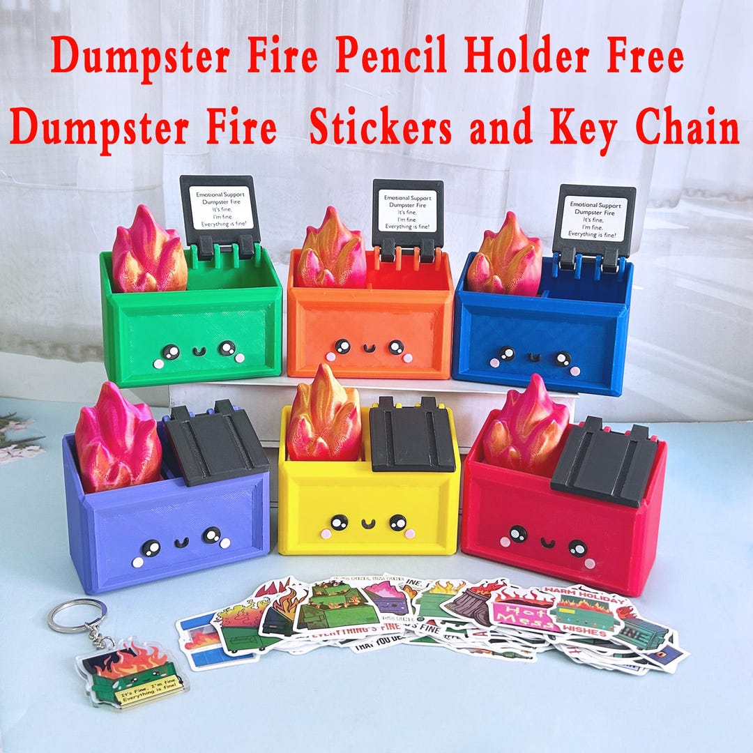 3D Printed Dumpster Fire Desk Figurine,dumpster Fire Desk Accessories ...