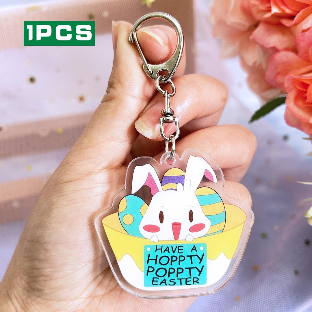 Acrylic Easter Rabbit Keychain,easter Themed,easter Keychain,easter ...