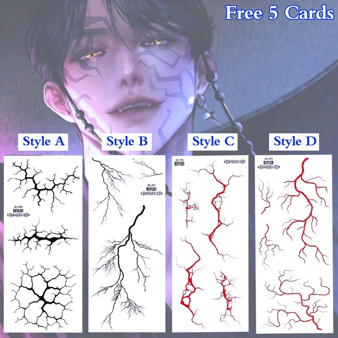 Kpop Demon Hunters Temporary Tattoo,halloween Tattoos-vein/lightning ...