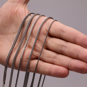 925 Sterling Silver Foxtail Chain Necklace Men, Wheat Bali Oxidized ...