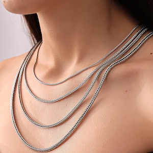 925 Sterling Silver Foxtail Chain Necklace Men, Wheat Bali Oxidized ...